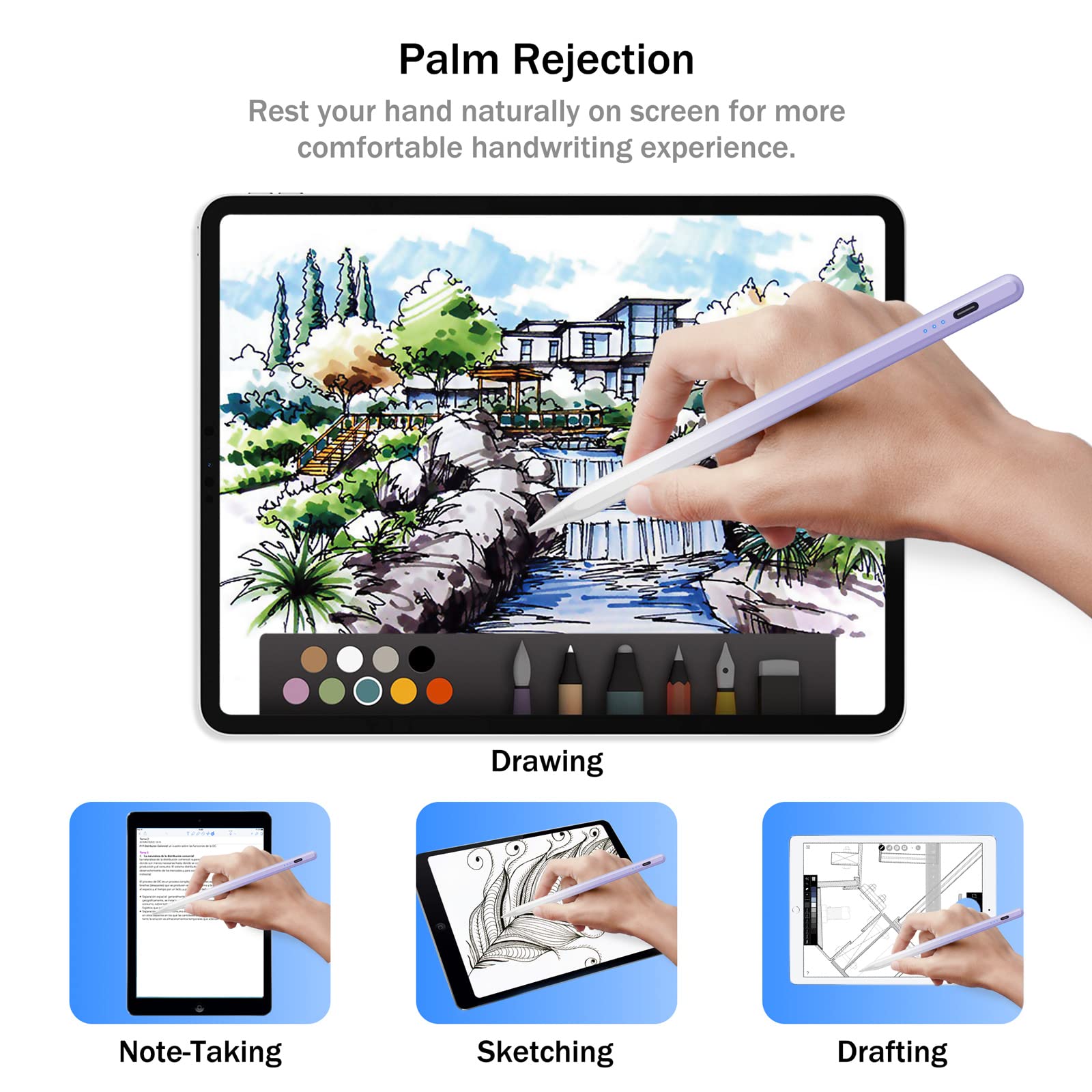 Cisteen Stylus Pen for iPad 2025-2018 with Faster Charge,Tilt Sensor Pencil Compatible with iPad 10/9/8/7/6,11th A16,Air 11/13 M2/M3,Pro 11/13 M4,Pro 12.9",Air 5/4/3,Mini 7/6/5