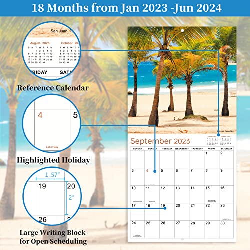 2023 Wall Calendar β Wall Calendar 2023-2024, 18 Months from Jan 2023 - Jun 2024, 12" x 24" (Open), 12" x 12" (Closed), 2023 Calendar with Daily Blocks, Perfect Calendar for Planning β Tropical Island
