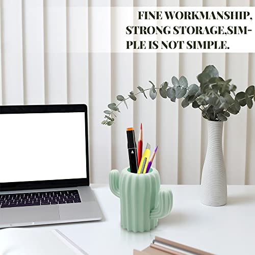 LeonBach 3 Pack Cactus Cute Pencil Holders, Pen Cup Cactus Storage Containers Cactus Office Decor Desk Accessories, Pink & White & Green