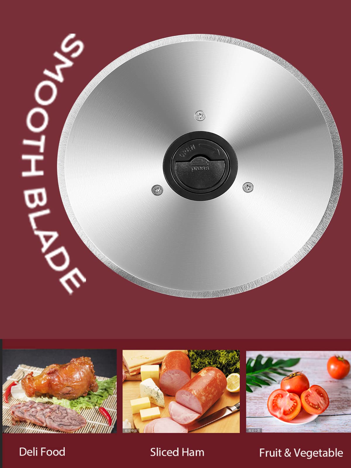 Meat Slicer Blade, Fohere 7.5'' Smooth Stainless Steel, Food Slicer Serrated Blade only for Fohere Meat Slicer