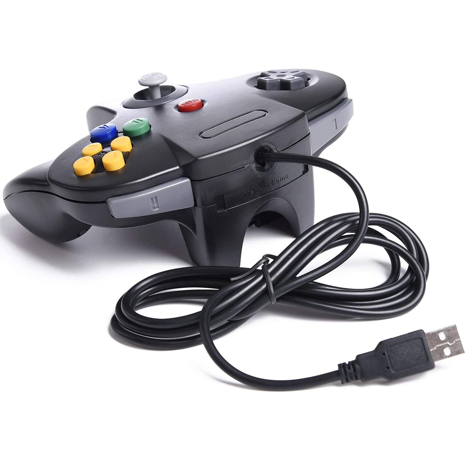 2 Pack Classic N64 Controller, miadore N64 Wired USB PC Game pad Joystick, N64 Bit USB Wired Game Stick Joy pad Controller for Windows PC MAC Linux Raspberry Pi 3 Sega Genesis (Clear Green/Black)