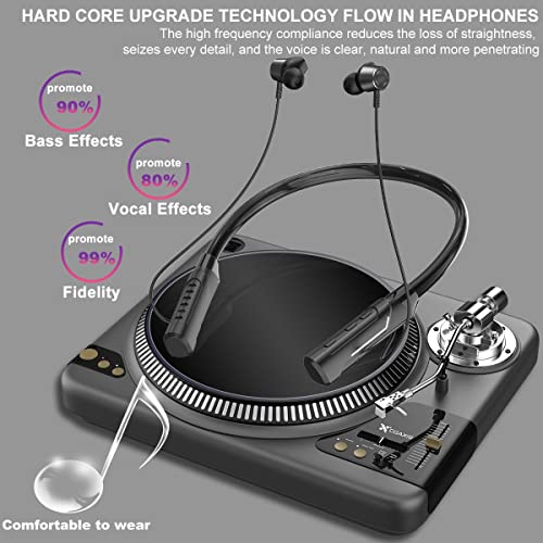 DECWIN Neckband Wearable Wireless Headphones,Bluetooth LED Light Show Earphones,Night Running LED Headphone with Mic TF Music Waterproof
