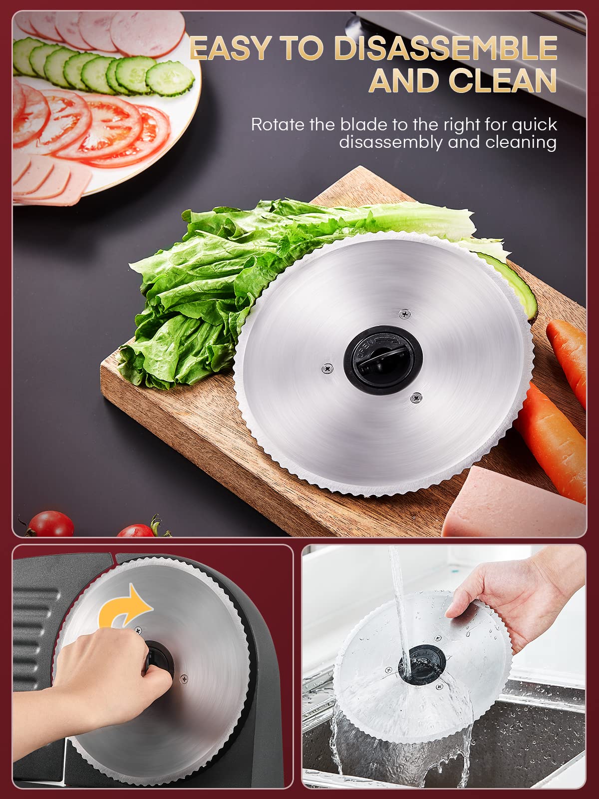 Meat Slicer Blade, Fohere 7.5'' Smooth Stainless Steel, Food Slicer Serrated Blade only for Fohere Meat Slicer