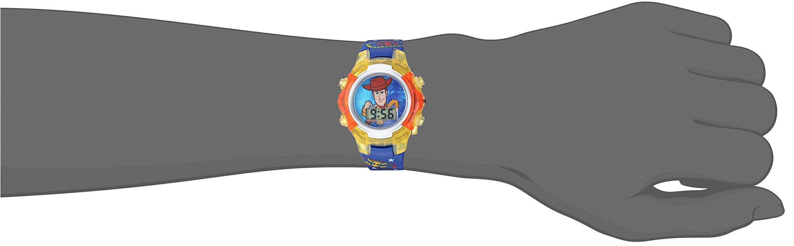 Toy Story 4 Kids Digital LCD Watch – Flashing Dial, Woody Character Design, Printed Strap, Adjustable Fit, Durable Plastic Case, Fun Timepiece for Kids, Great for Fans – Fits Wrists 5.5” to 8”