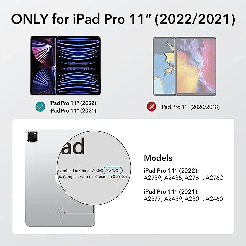 ESR for iPad Pro 11 Inch Case (2022/2021), Ascend Trifold Smart Case with Magnetic Clasp, Auto Sleep and Wake, Slim and Lightweight, Pencil 2 Wireless Charging, Frosted Forest Green