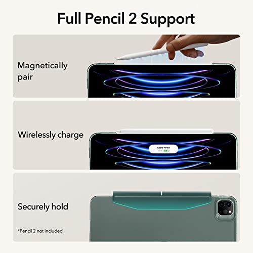 ESR for iPad Pro 11 Inch Case (2022/2021), Ascend Trifold Smart Case with Magnetic Clasp, Auto Sleep and Wake, Slim and Lightweight, Pencil 2 Wireless Charging, Frosted Forest Green