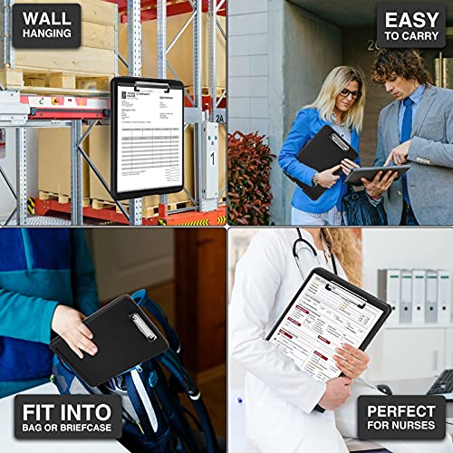 Sooez Clipboard with Storage, Plastic Storage Clipboard with Low Profile Clip, Heavy Duty Nursing Clipboards Foldable, Waterproof Coaches Clipboard Case, Letter Size Smooth Writing for Work, Kids