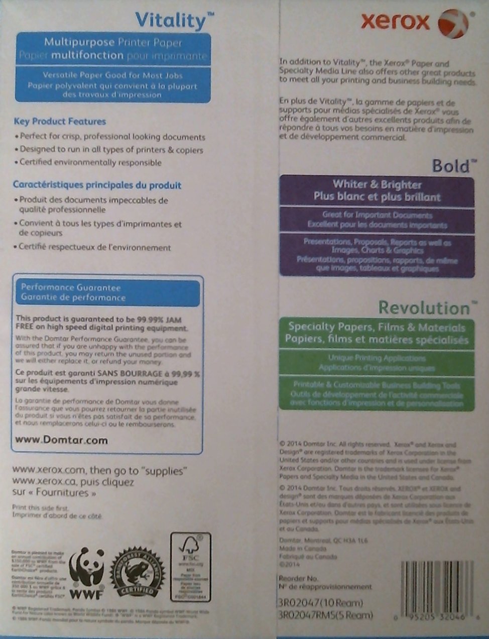 Xerox Business Copy/Fax/Laser Inkjet Printer Paper, 500 Sheets