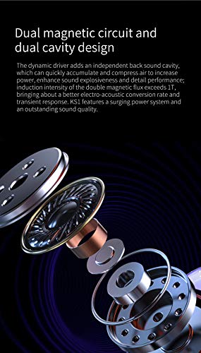 Kinboofi KBEAR KS1 in Ear Monitors, 1DD HiFi Earphones, Noise Canceling Earbuds Headphone Dynamic Headset with Detachable 2 Pin Cable (Black No Mic)