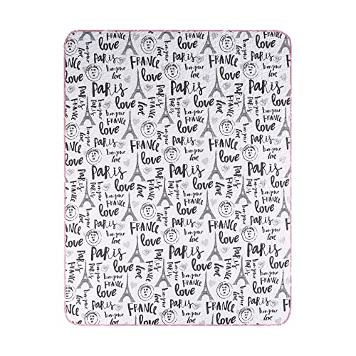 Quaint Home, Pillows, and Shams, 4-Piece Quilt Set, Twin, Bonjour Paris Pink/White/Black