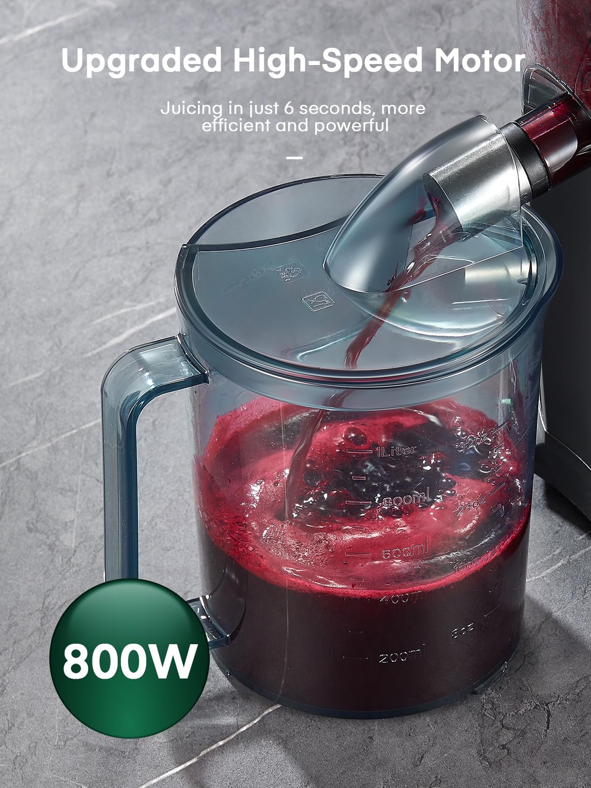 FOHERE Juicer Machines,1200W Max Power Centrifugal Juicer Extractor with 3-inch Wide feed chute & Anti-Drip for Fruit and Vegetable, 2-Speed Setting, Easy to Clean with Brush, Stainless Steel, 800W