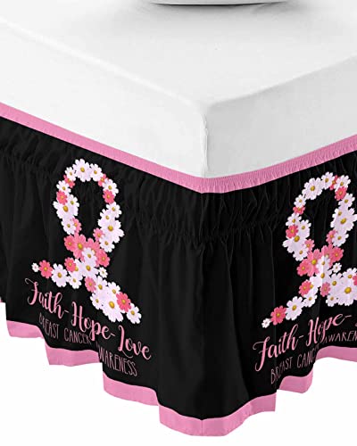 Energy Sympathy Bed Skirt Cal King Size 16 Inch Drop,Adjustable & Elastic Wrap Around Bed Skirts Pleated Dust Ruffles for Twin Full Queen Cal King Bed,Inspirational Positive Healing Thoughts Black
