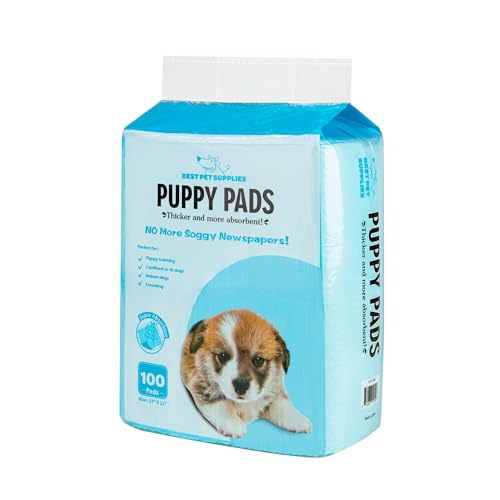 Best Pet Supplies Puppy Pads - Disposable, Dog Training Potty, Super Absorbent Baby Blue Puppy Pee Pads for Dogs (100 Count)