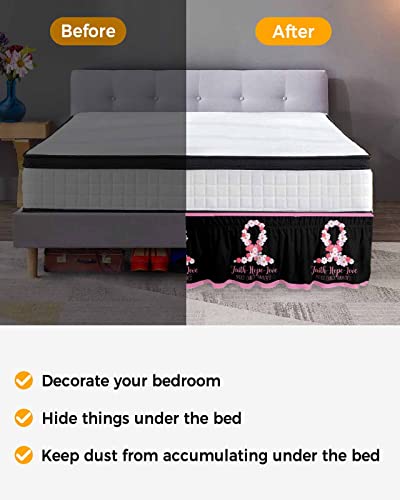 Energy Sympathy Bed Skirt Cal King Size 16 Inch Drop,Adjustable & Elastic Wrap Around Bed Skirts Pleated Dust Ruffles for Twin Full Queen Cal King Bed,Inspirational Positive Healing Thoughts Black