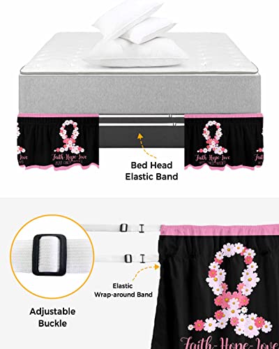Energy Sympathy Bed Skirt Cal King Size 16 Inch Drop,Adjustable & Elastic Wrap Around Bed Skirts Pleated Dust Ruffles for Twin Full Queen Cal King Bed,Inspirational Positive Healing Thoughts Black