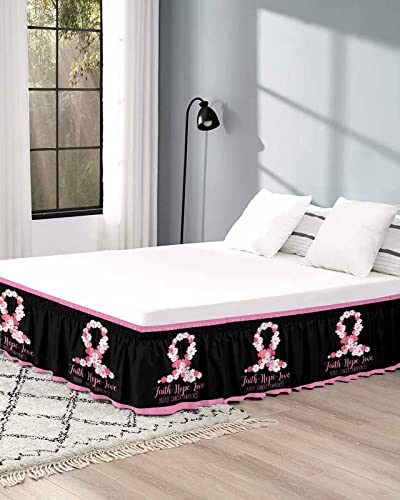 Energy Sympathy Bed Skirt Cal King Size 16 Inch Drop,Adjustable & Elastic Wrap Around Bed Skirts Pleated Dust Ruffles for Twin Full Queen Cal King Bed,Inspirational Positive Healing Thoughts Black
