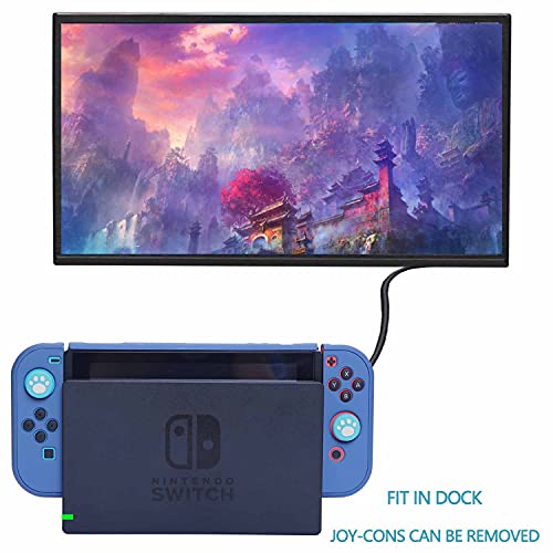 Dockable Case for Nintendo Switch - COMCOOL 3 in 1 Protective Cover Case for Nintendo Switch and Joy-Con Controller with Screen Protector and Thumb Grips - Pacific Blue