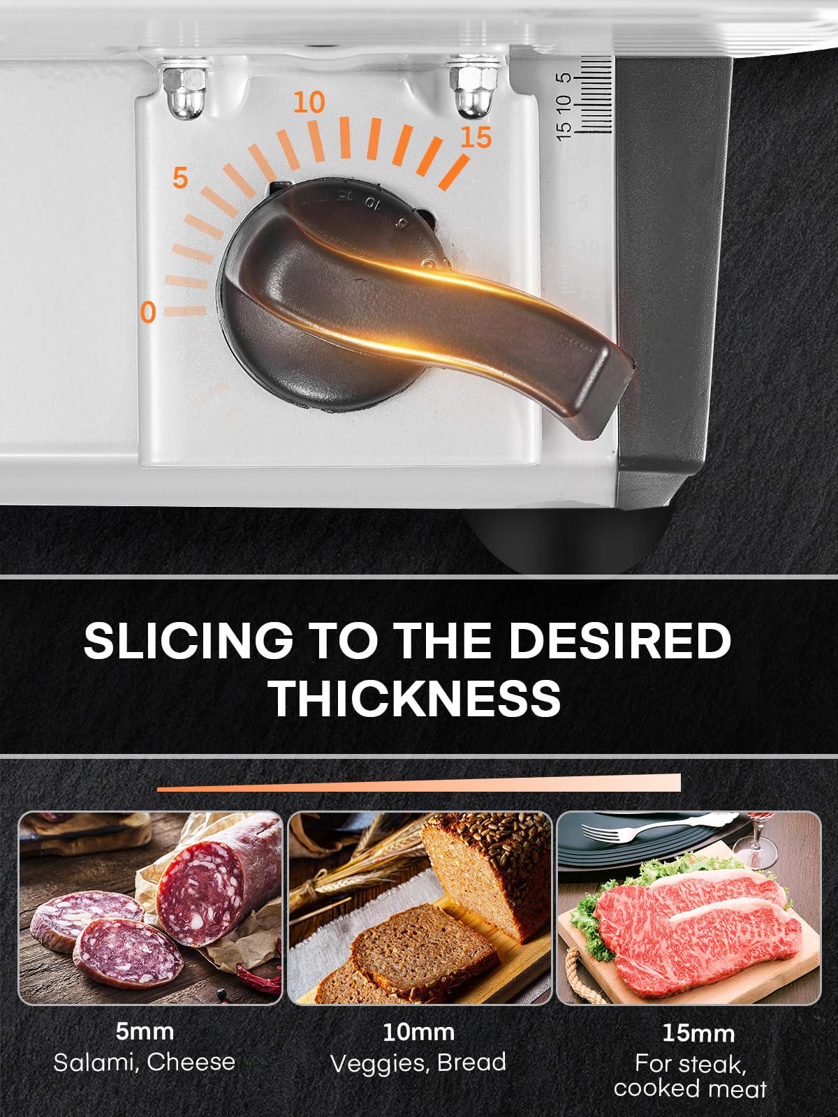 Meat Slicer for Home Use, FOHERE 200W Electric Deli Food Slicer With Two Removable 7.5" Stainless Steel Blade, Adjustable Thickness(0-15mm), Easy to Clean, Cut Meat Cheese Bread, Silver