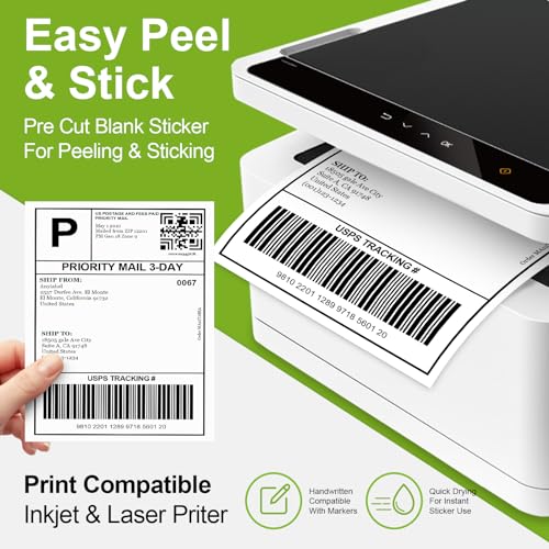 Anylabel 8.5" x 11" Full Sheet Label Sticker for Laser & Inkjet Printer - 1 Per Page Shipping Labels for Packages Permanent Adhesive Easy Peel, Full Page Shipping Labels (100 Sheets, 100 Labels)