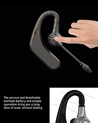 Mosonnytee Headphones Wireless Bluetooth earpiece Noise Cancelling Headphones with Microphone Truck Bluetooth Headset Hands-Free for Cell Phone with Replaceable Batteries for 20-Hours (Gold)