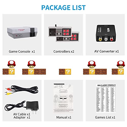 Retro Game Console,Classic Game System Built in 620 Games and 2 Classic Controllers,AV and HDMI HD Output Plug and Play Video Games for Kids and Adult