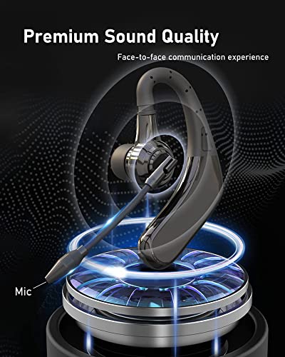 Mosonnytee Headphones Wireless Bluetooth earpiece Noise Cancelling Headphones with Microphone Truck Bluetooth Headset Hands-Free for Cell Phone with Replaceable Batteries for 20-Hours (Gold)