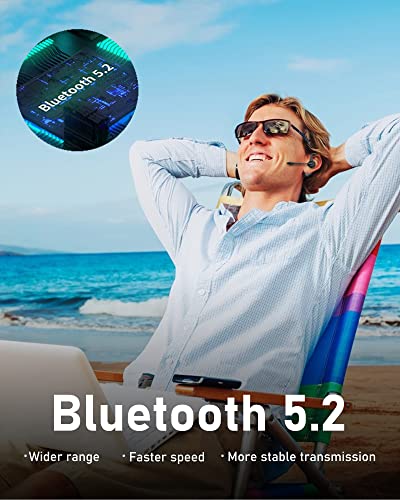 Mosonnytee Headphones Wireless Bluetooth earpiece Noise Cancelling Headphones with Microphone Truck Bluetooth Headset Hands-Free for Cell Phone with Replaceable Batteries for 20-Hours (Gold)