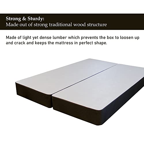 Spring Solution 4-Inch Wood Split Low Profile Traditional Box Spring/Foundation for Mattress Set, California King, Black