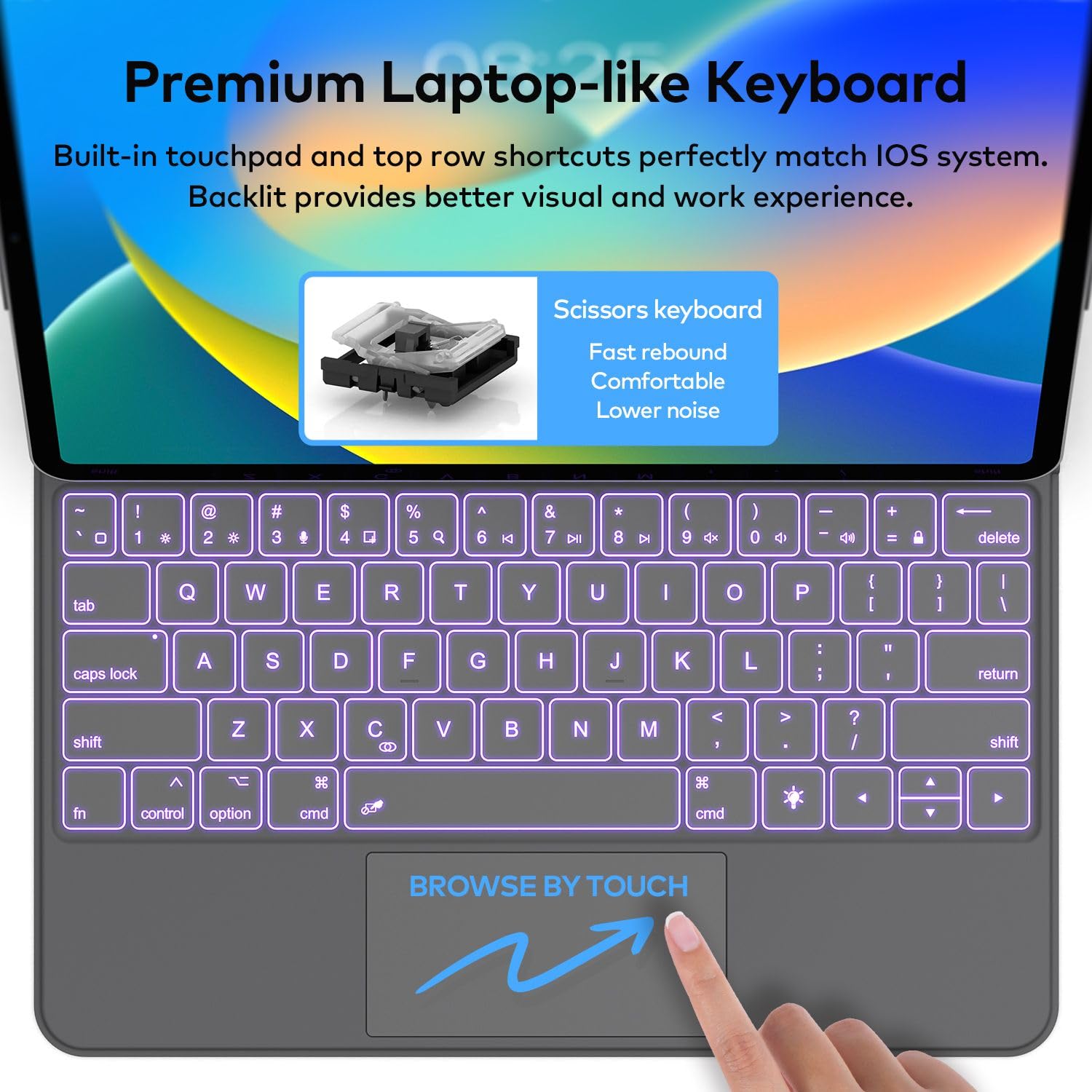 Keyboard Case for iPad Air 13 (M3 2025 / M2 2024) and iPad Pro 12.9 inch 6th / 5th / 4th / 3rd Generation β Magic-Style Magnetic Keyboard Case with Multi-Touch Trackpad β Floating Cantilever Stand