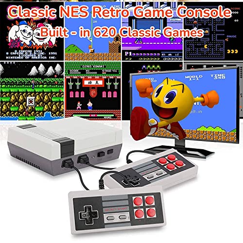 Retro Game Console,Classic Game System Built in 620 Games and 2 Classic Controllers,AV and HDMI HD Output Plug and Play Video Games for Kids and Adult