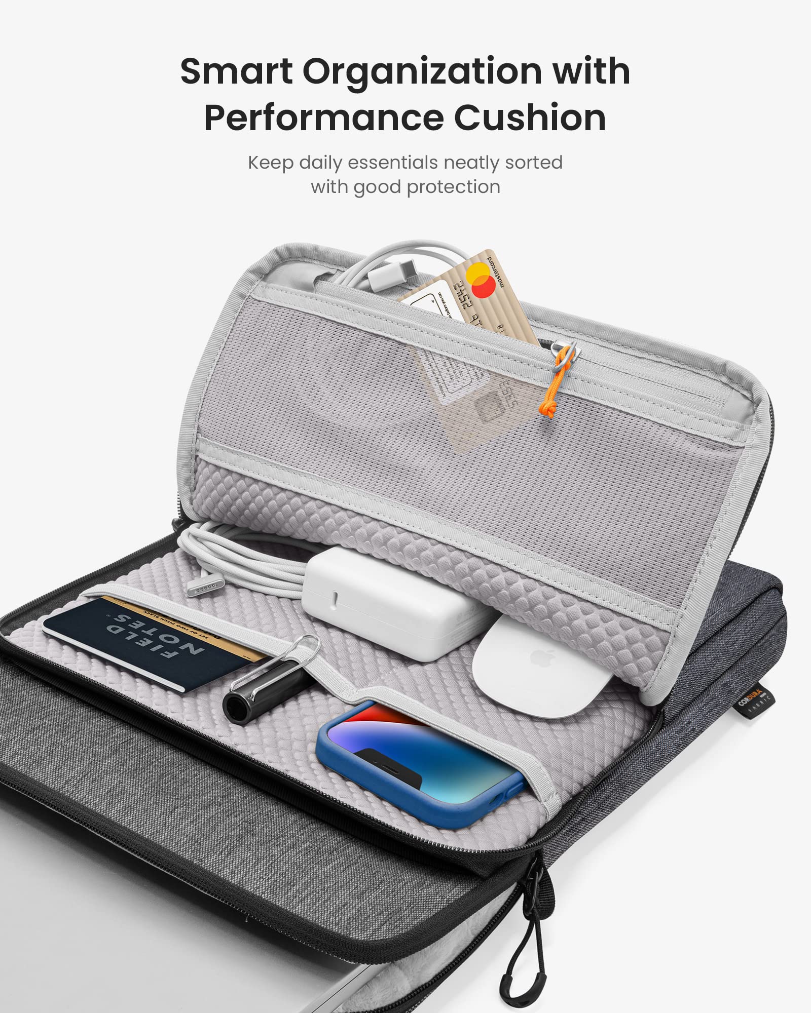 tomtoc 360 Protective Laptop Sleeve Designed for 16-inch New MacBook Pro M4/M3/M2/M1 Pro/Max 2024-2019, Water-Resistant Well-Organized Accessory Sleeve Case with Handle