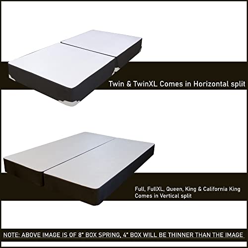 Spring Solution 4-Inch Wood Split Low Profile Traditional Box Spring/Foundation for Mattress Set, California King, Black
