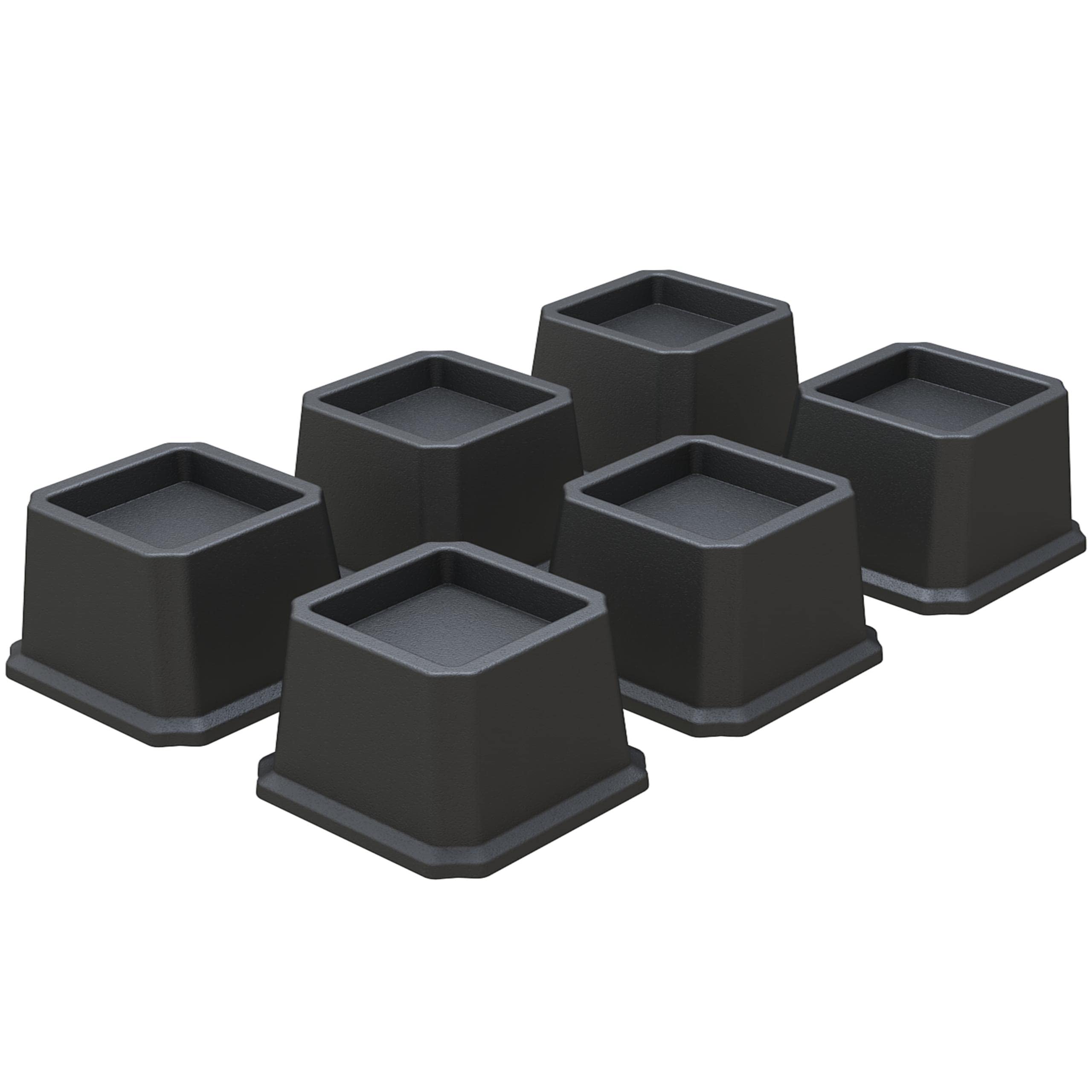 Whynonap Bed Risers 2 Inch Heavy Duty Bed Elevators, Set of 6 Lifts Up 2000 lbs Furniture Riser for Sofa and Table, Black