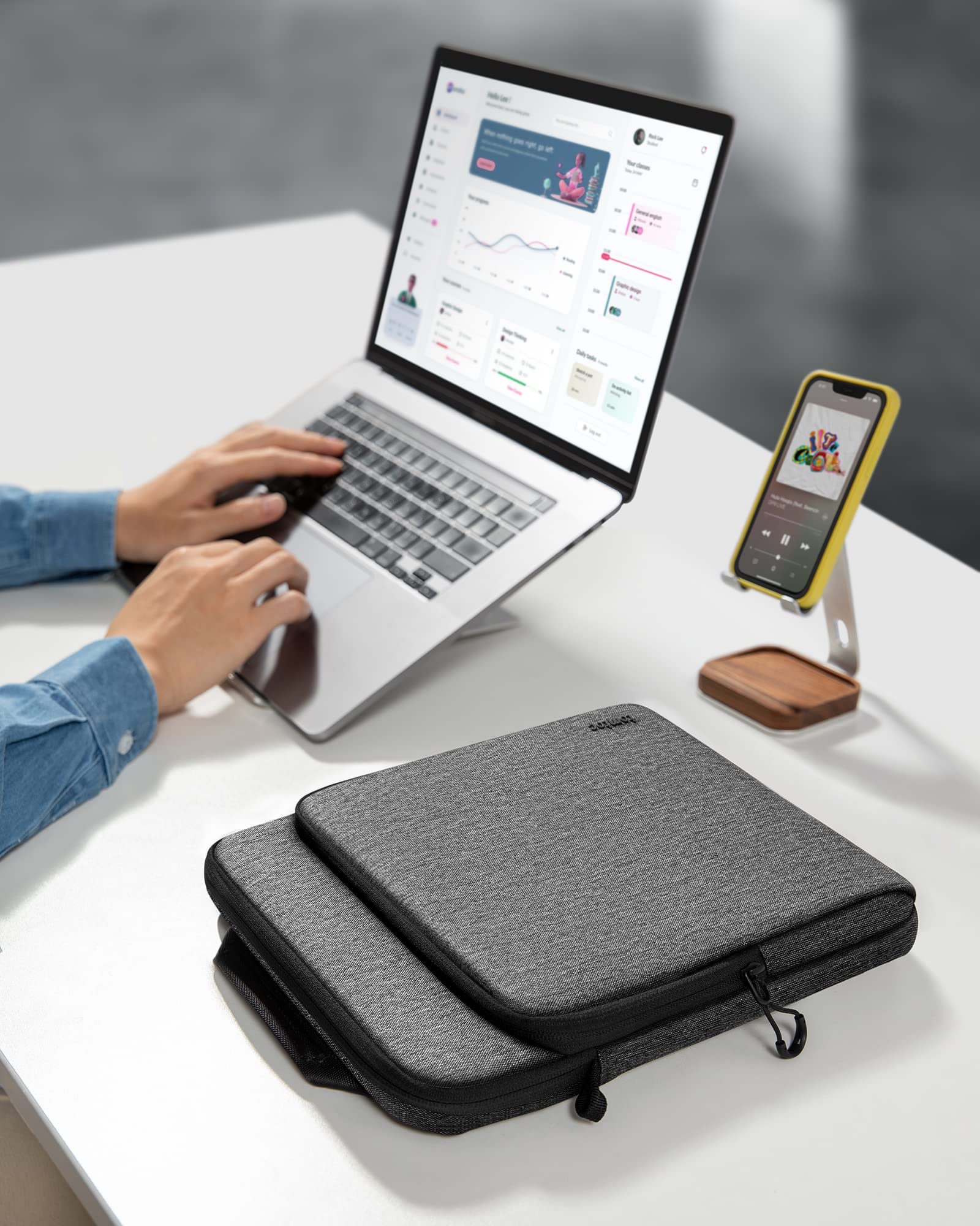tomtoc 360 Protective Laptop Sleeve Designed for 16-inch New MacBook Pro M4/M3/M2/M1 Pro/Max 2024-2019, Water-Resistant Well-Organized Accessory Sleeve Case with Handle