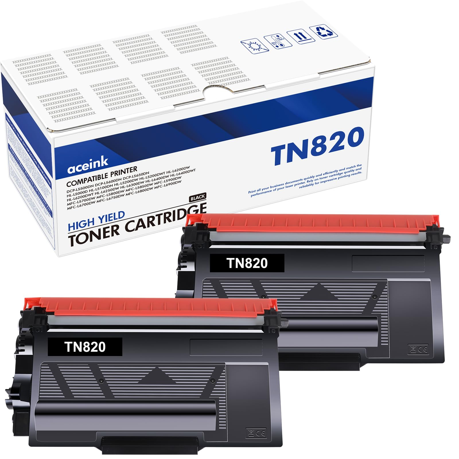 TN820 TN850 Toner Cartridge Black: Compatible Toner Cartridge Replacement for Brother TN-850 TN-820 TN 820 for MFC-L5900DW HL-L6200DW MFC-L5700DW MFC L5900DW HL-L5100DN MFC-L5850DW Printer (2-Pack)