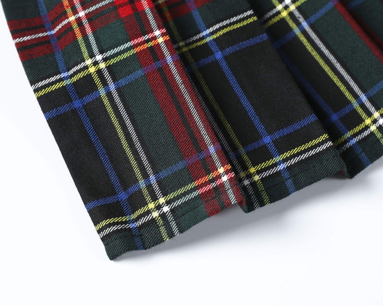 Women's Elastic Waist Plaid Pleated Skirt Tartan Skater School Uniform Mini Skirts (Series 18, L)