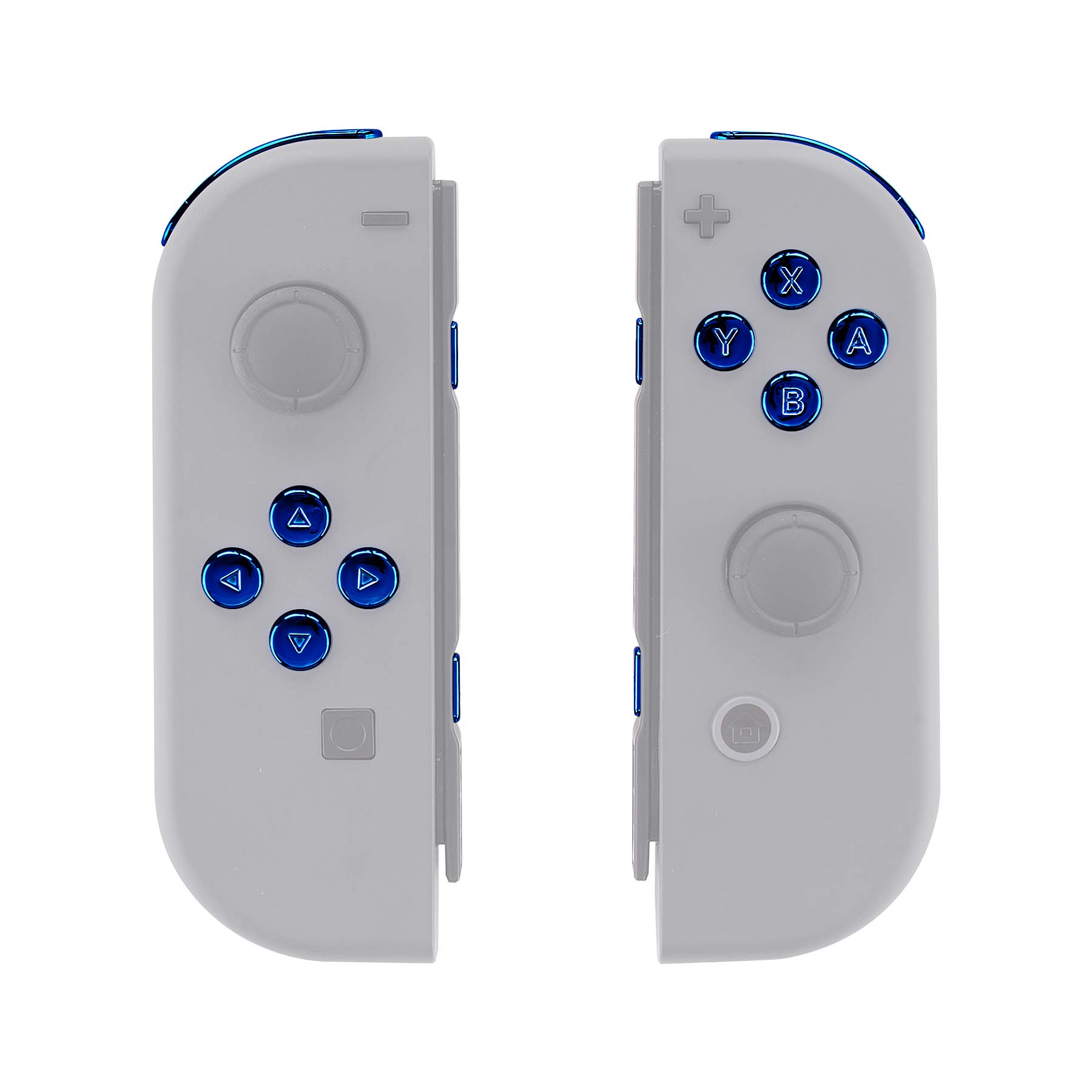 eXtremeRate Chrome Blue Full Set Replacement Buttons for Nintendo Switch & OLED JoyCon, ABXY Direction Keys SR SL L R ZR ZL + - Home Capture Trigger Buttons Springs - Without Controller