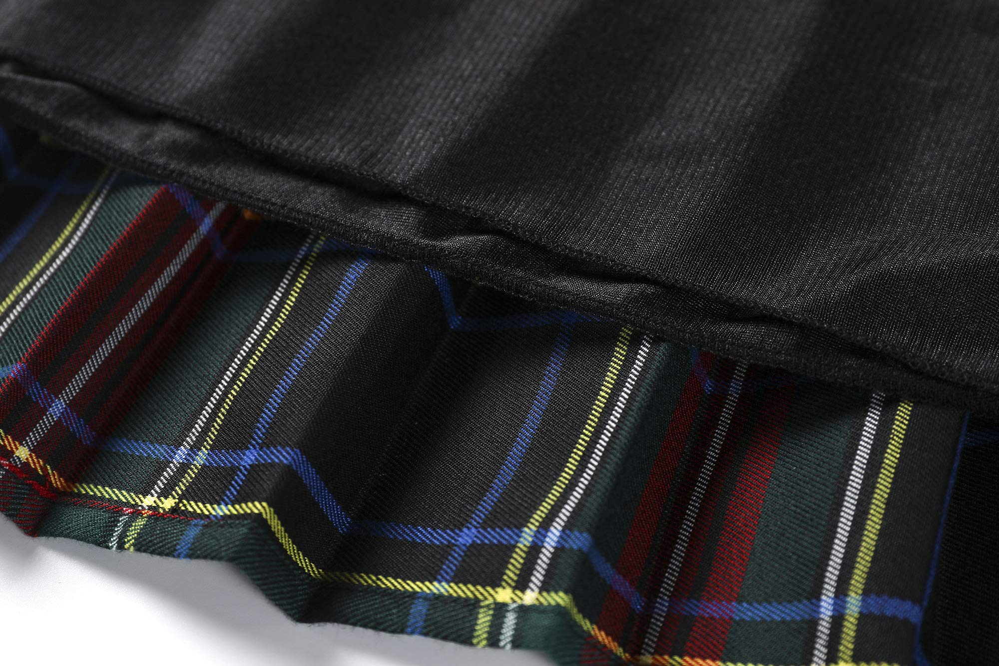 Women's Elastic Waist Plaid Pleated Skirt Tartan Skater School Uniform Mini Skirts (Series 18, L)