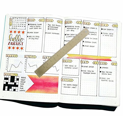 6 Inch Brass Ruler - Etched Markings - Durable Tiny Ruler, Ideal for Bullet Journals, Notebooks, Planners, Diaries and As a Bookmark. Fits in Inner Pocket - Marked with in and cm/MM (Gold Brass)