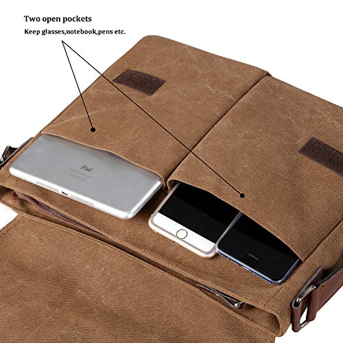 Vintage Canvas Satchel Messenger Bag for Men Women,Travel Shoulder bag 13.5" Laptop Bags Bookbag (Coffee)