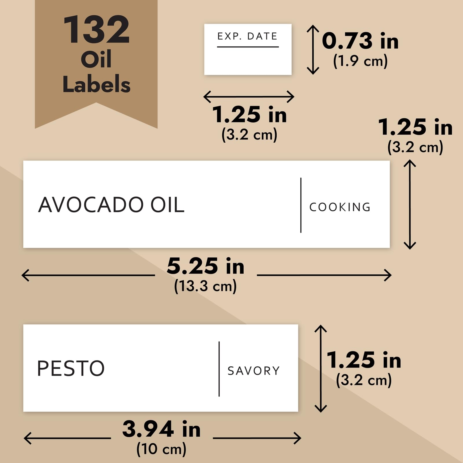 Talented Kitchen 132 Preprinted Minimalist Oil Labels for Bottles, Condiments Labels, Oils and Vinegars Dispenser Stickers, Pantry Labels for Oil Bottles Organization
