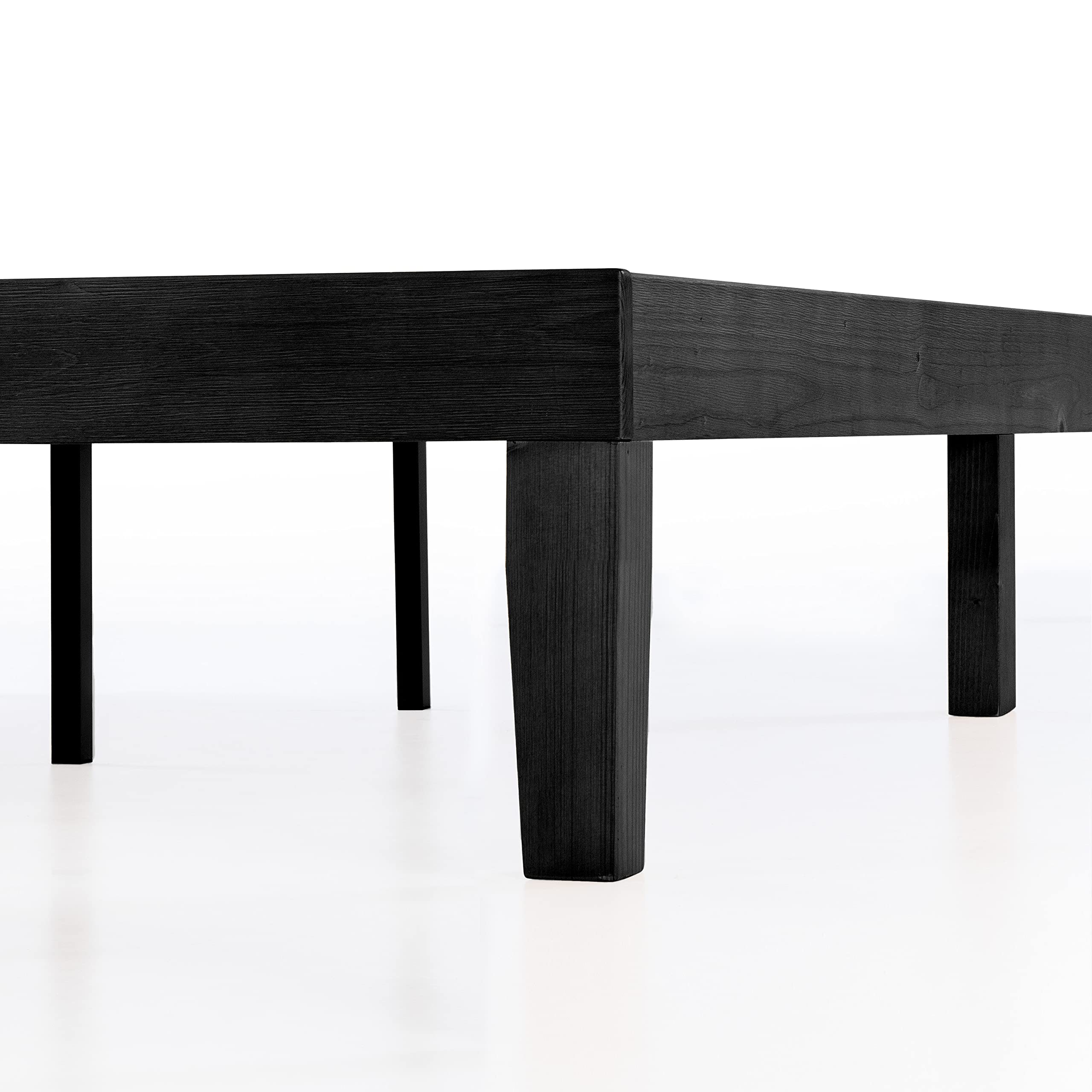 Mellow Naturalista Classic 12 Inch Solid Wood Platform Bed with Wooden Slats, Full, Black