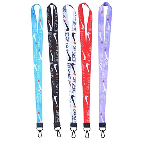 XIBINO 5pcs Off White Lanyard for Keys kdracoip Strap for Keychains ID Holder Key Phones with Quick Release Buckle Neck Lanyard (5 Colors)