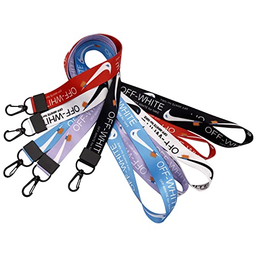 XIBINO 5pcs Off White Lanyard for Keys kdracoip Strap for Keychains ID Holder Key Phones with Quick Release Buckle Neck Lanyard (5 Colors)