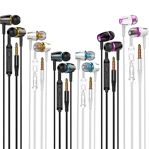 Cianyyee 6Pack Earbuds Headphones Wired with Microphone,in-Ear Earbuds,Noise Isolating,Powerful Heavy Bass, Earphones Compatible with iPhone, iPod, iPad, MP3, Laptops, and Most 3.5mm Jack