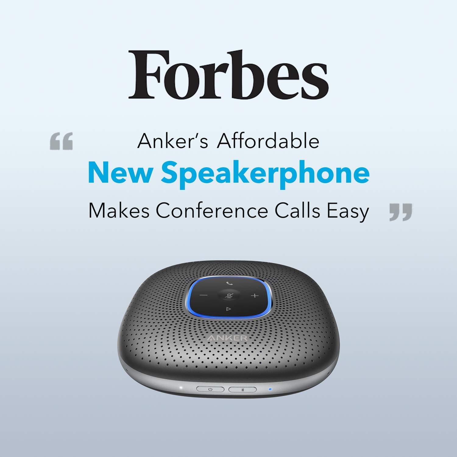 Anker PowerConf Bluetooth Speakerphone with 6 Microphones, Enhanced Voice Pickup, 24H Call Time, Bluetooth 5, USB C, Bluetooth Conference Speaker Compatible with Leading Platforms(Renewed)
