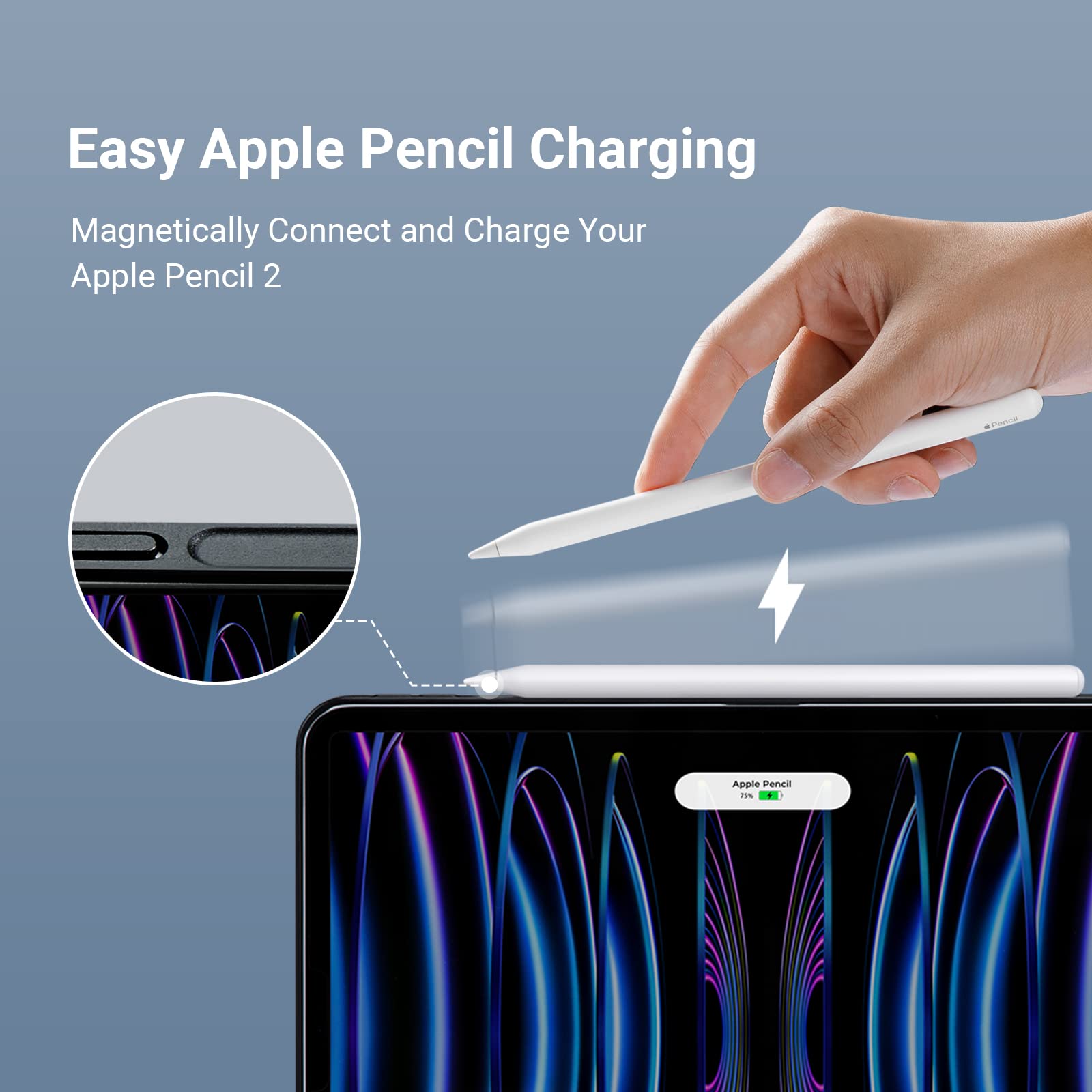 PITAKA iPad Pro 12.9 Case, Magnetic Wireless-Like Charging Case for iPad Pro 12.9 2021/2022, Magic Keyboard Compatible Case Support Apple Pencil 2 Charging, 1500D Aramid Fiber Made,Black/Grey