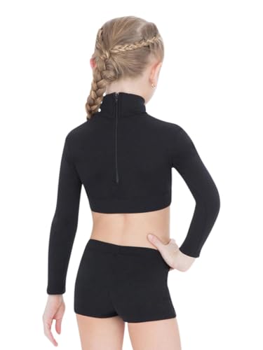 Capezio girls Girls' Turtleneck Long Sleeve Top athletic shirts, Black, 8 10 US