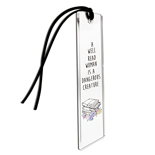 Thank You Gifts - A Well Read Woman is a Dangerous Creature Inspirational Bookmark Gifts, Birthday, Friendship, Women Friends, Girls Lovers Daughter Gifts for Her - Inspirational Bookmark