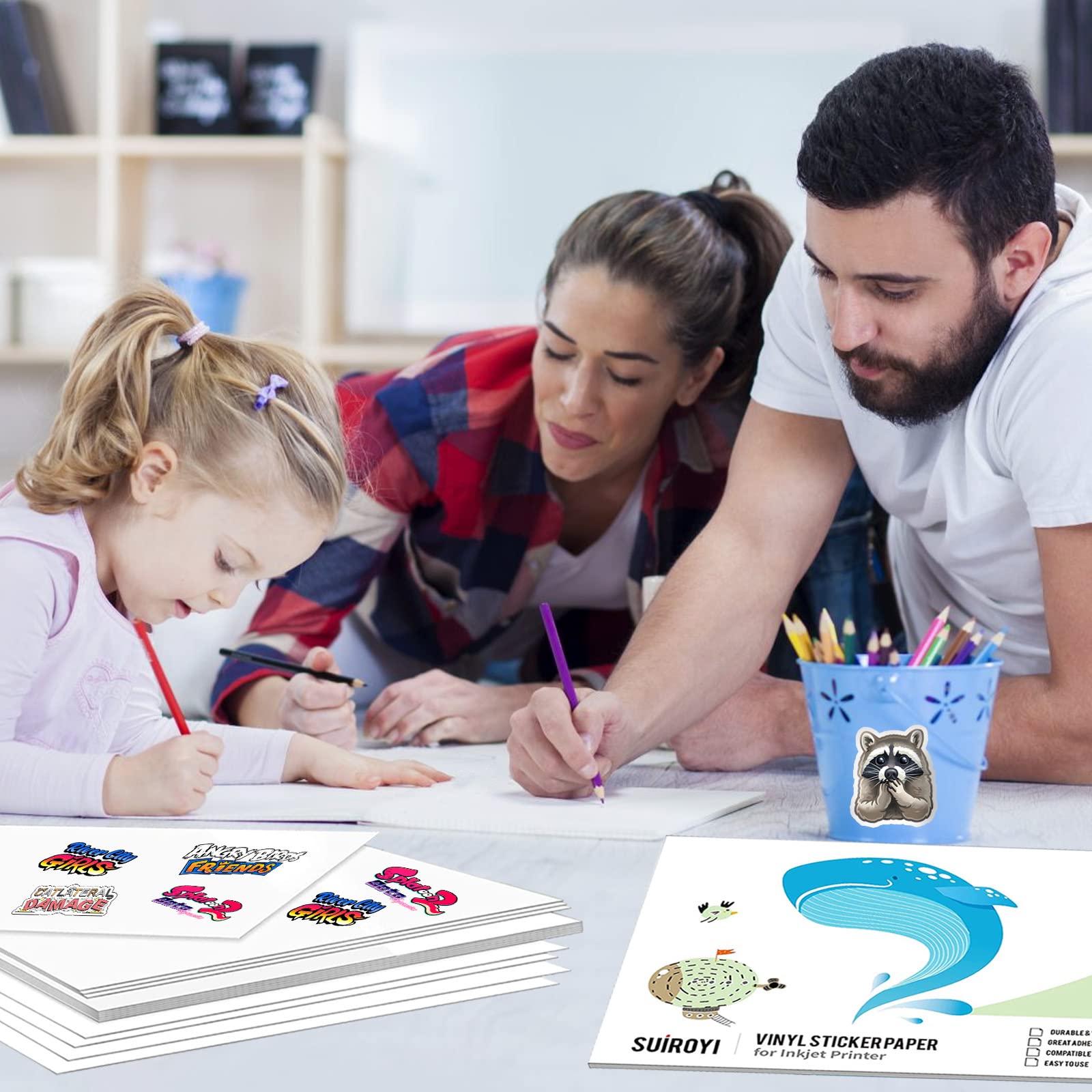 Printable Vinyl Sticker Paper Waterproof, Clear Sticker Paper for Laser and Inkjet Printer, 8.5" x 11"